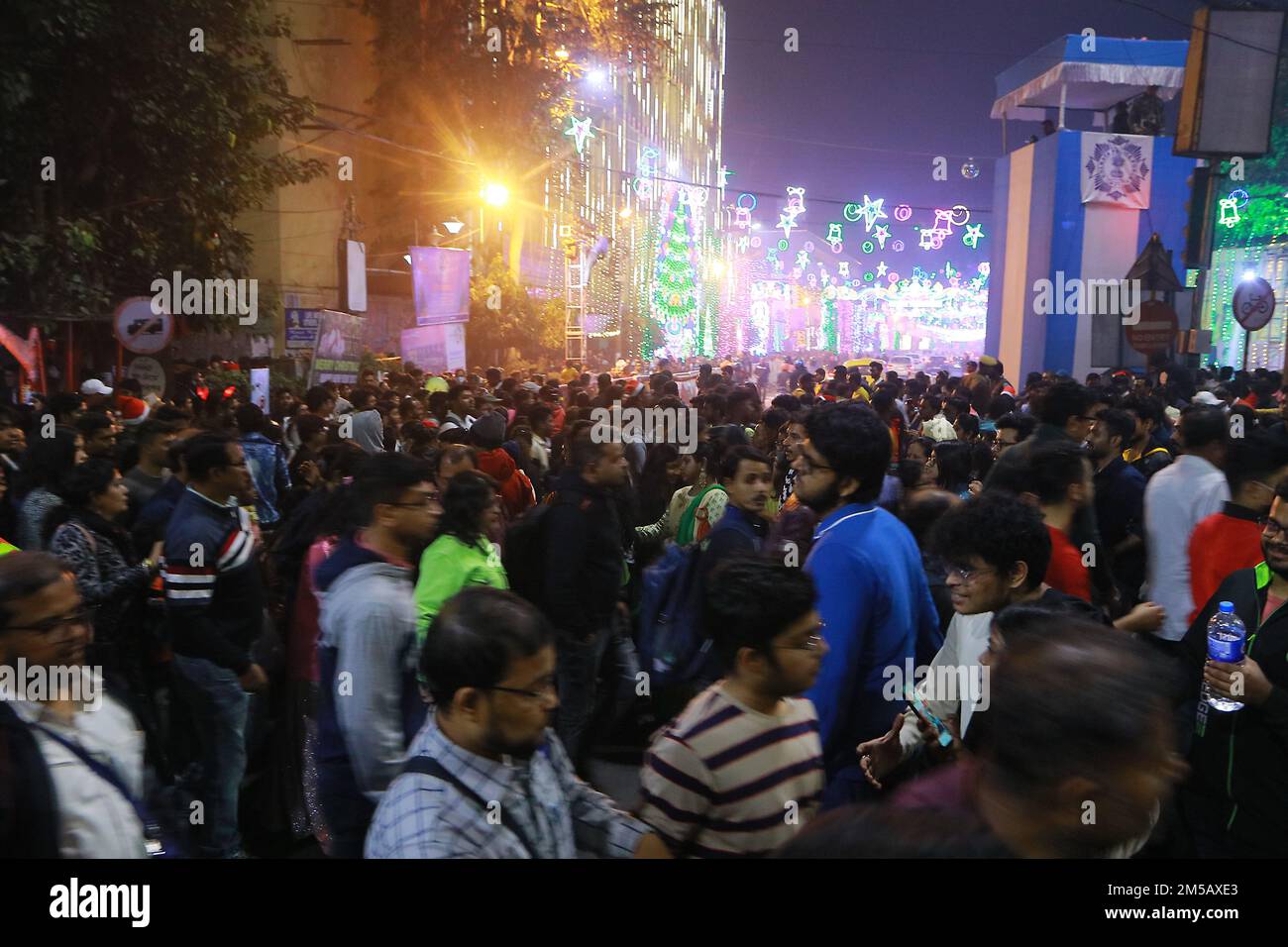 The crowd at park street is illuminated with lights ahead of Christmas ...