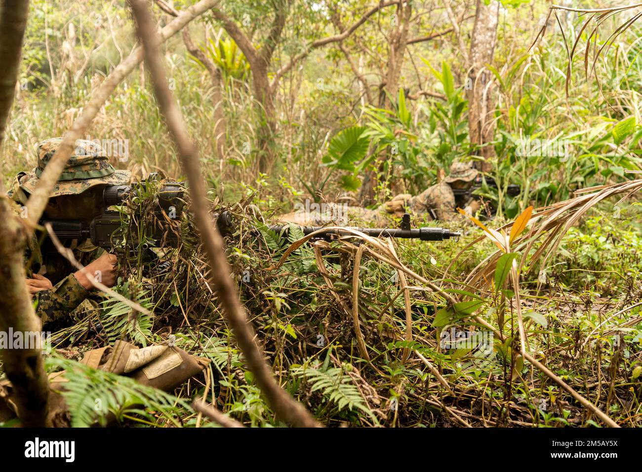 U.S. Marine Corps Lance Cpl. Caleb Peek, (left), and Lance Cpl. Adam ...