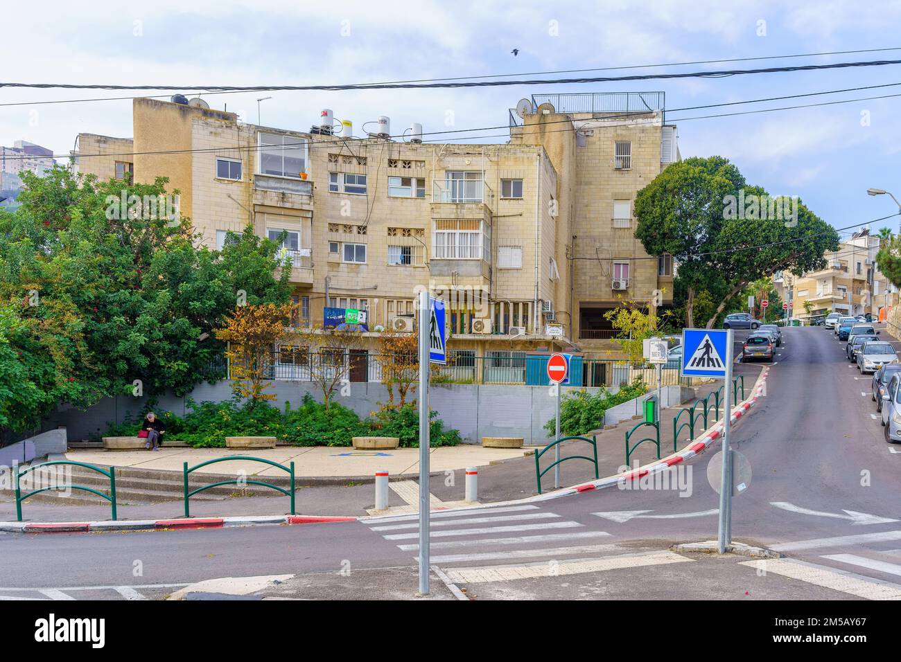 Haifa, Israel - December 23, 2022: View of the street and buildings, in ...