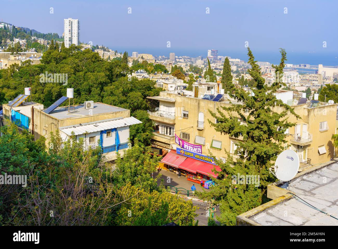 Haifa, Israel - December 23, 2022: View of urban landscape with the ...