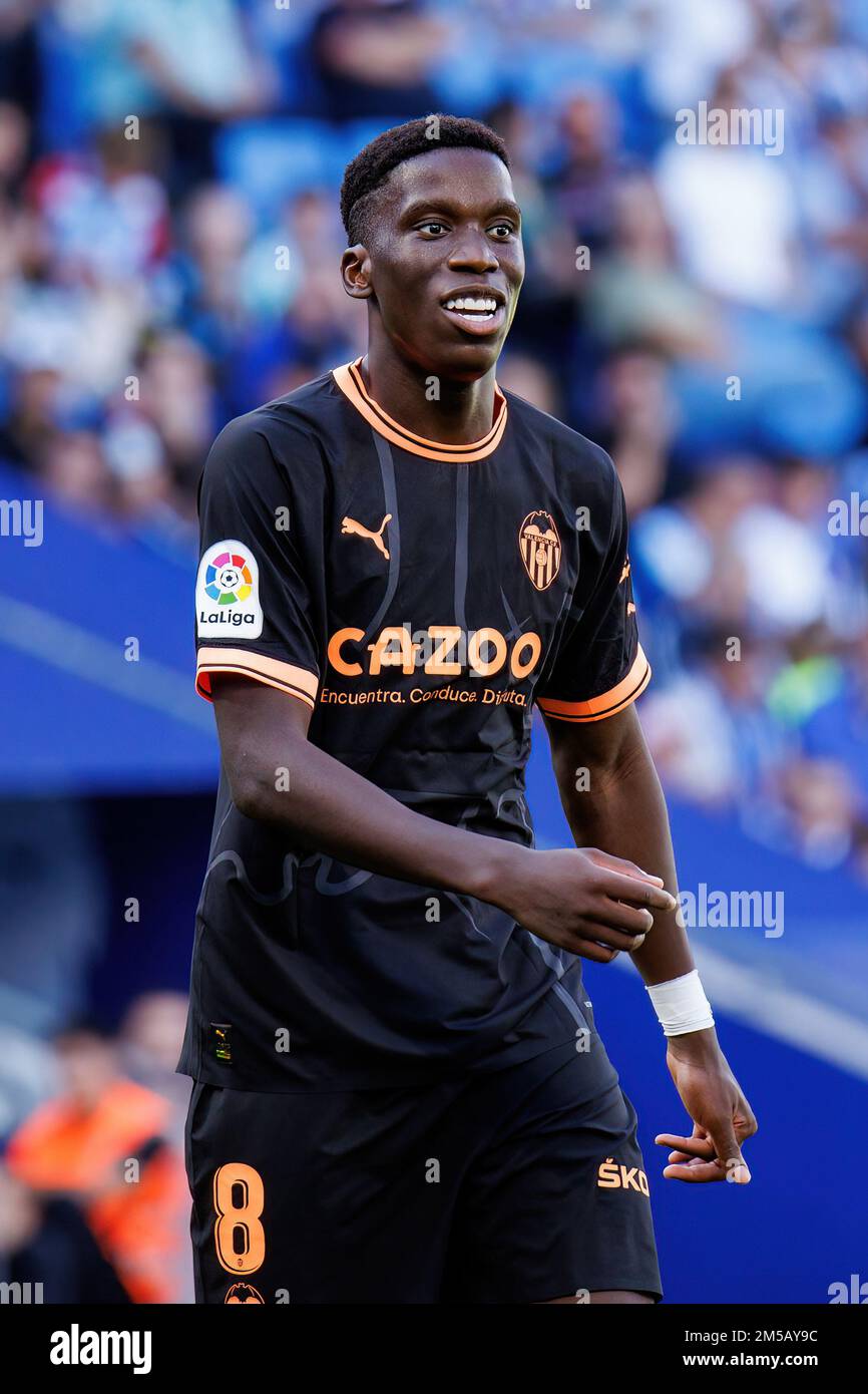 BARCELONA - OCT 2: Ilaix Moriba in action at the La Liga match between ...