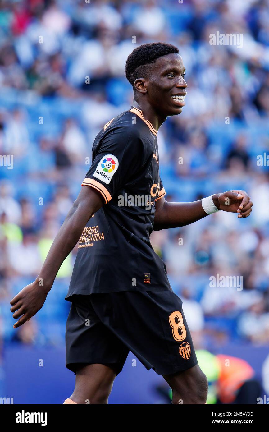 BARCELONA - OCT 2: Ilaix Moriba in action at the La Liga match between ...