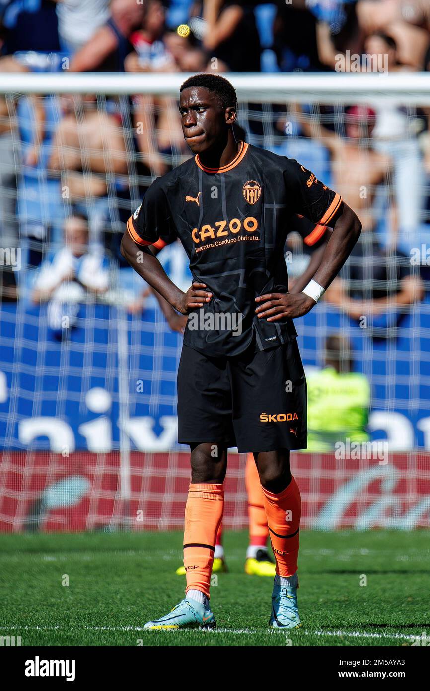 BARCELONA - OCT 2: Ilaix Moriba in action at the La Liga match between ...