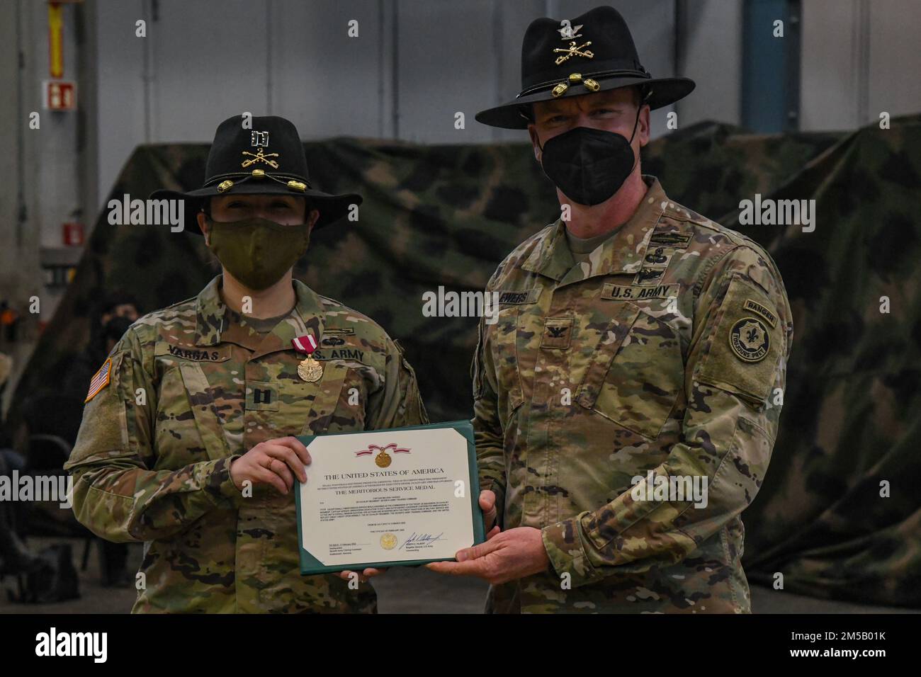 Col. Joseph Ewers, commander of the 2nd Cavalry Regiment, right ...