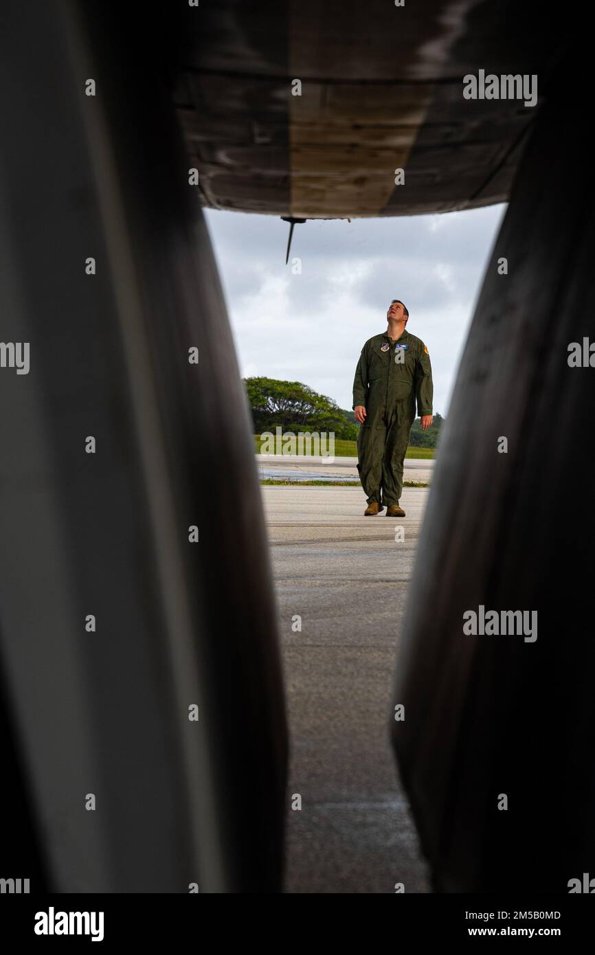 U.S. Air Force Lt. Col. Todd Tyler, completes pre-flight inspections on ...