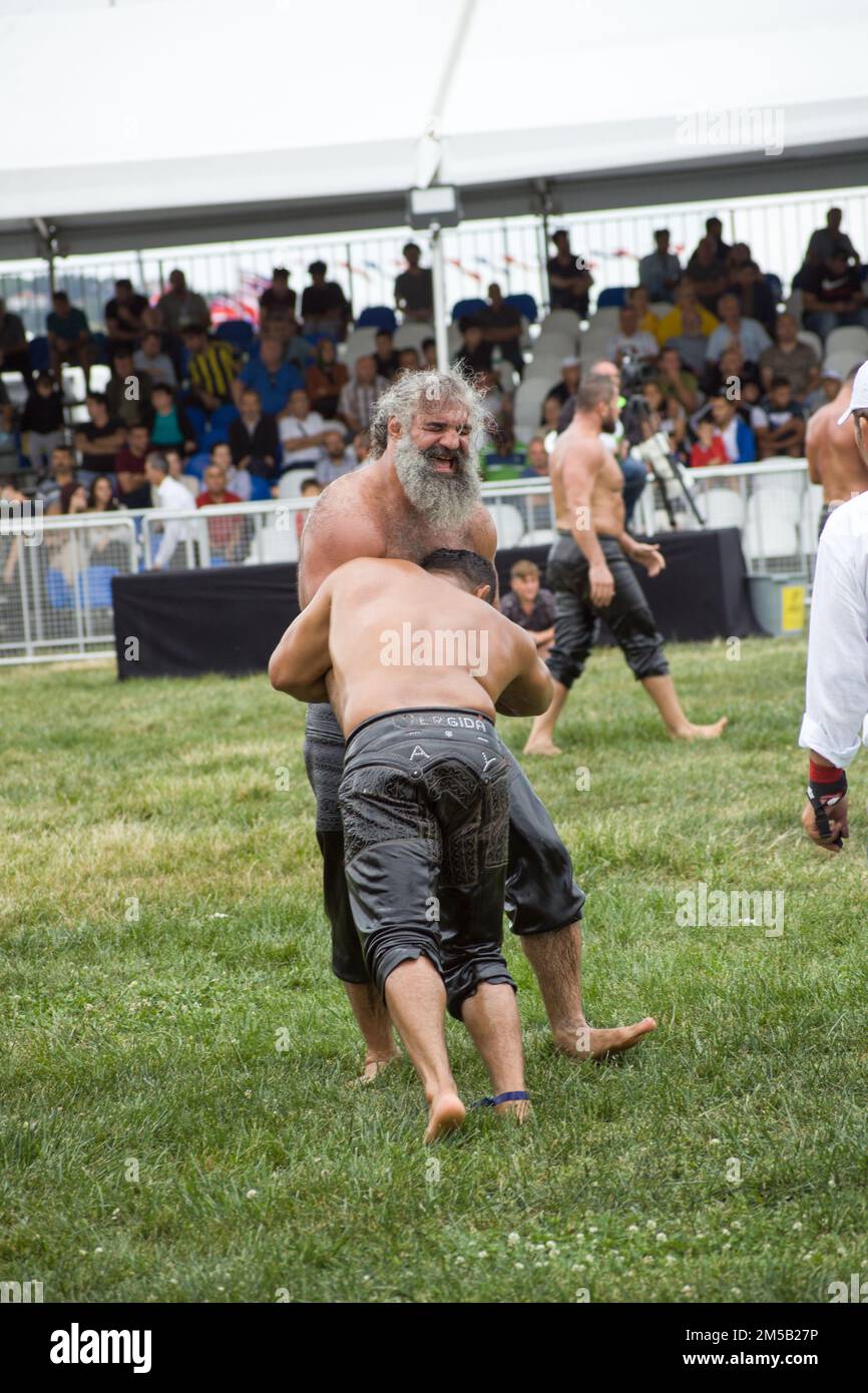 The classic turkish sport, Wrestle competition Stock Photo - Alamy