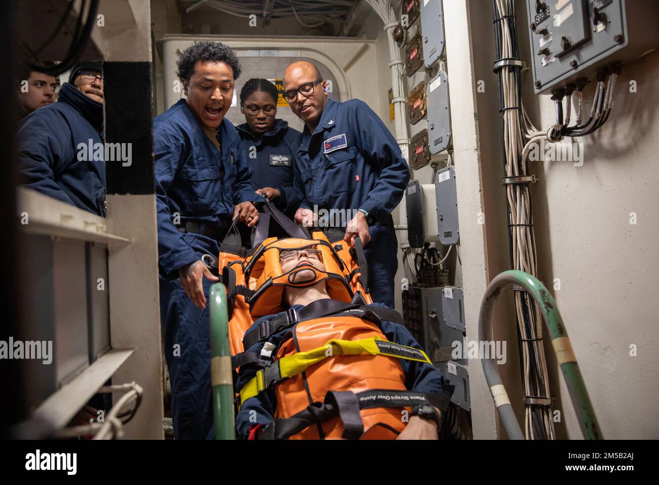 ATLANTIC OCEAN (Feb. 17, 2022) Sailors aboard the guided missile ...