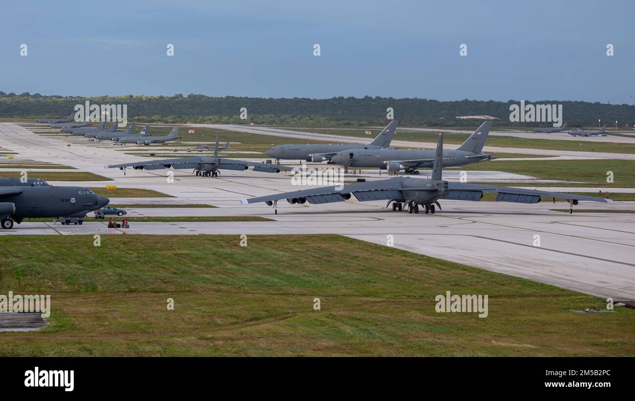 Two B-52H Stratofortresses take off from Andersen Air Force Base, Guam ...
