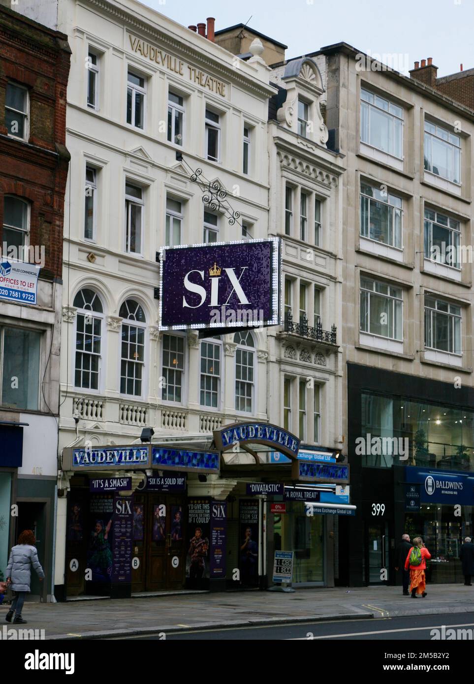 A view of the Vaudeville Theatre in the West End, London, United ...