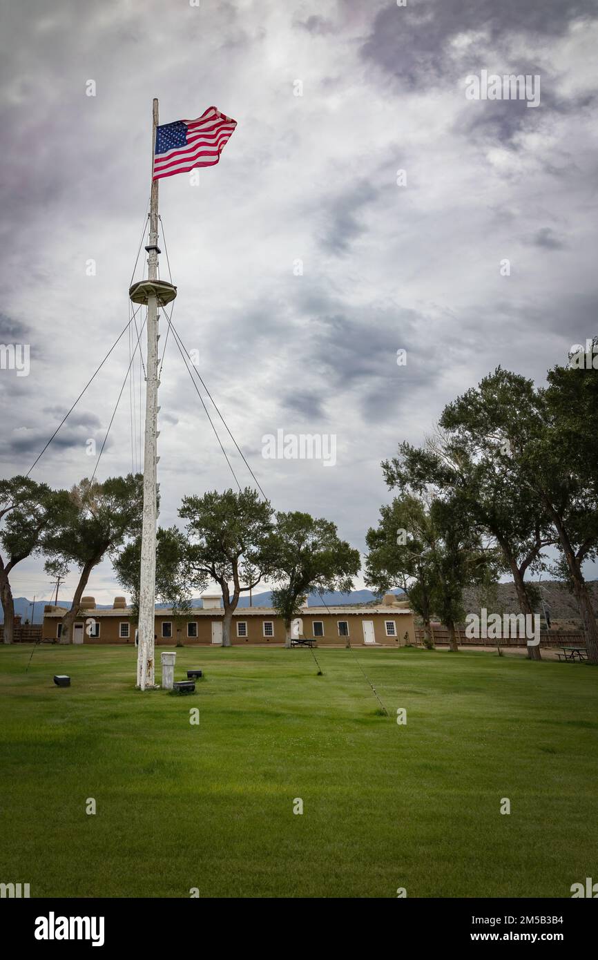The American flag flies over the remains of the US Army post Fort ...