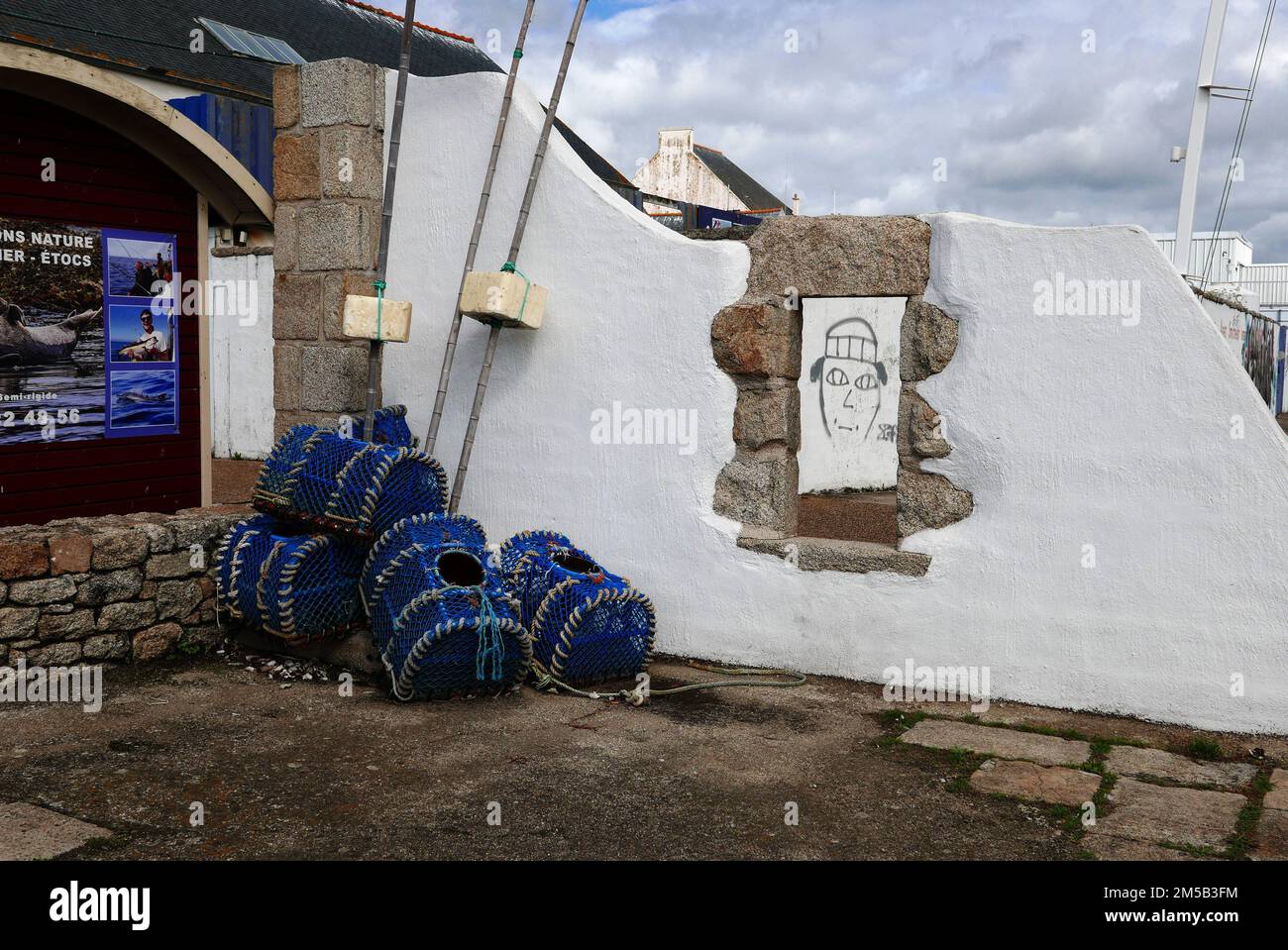 Le Guilvinec, blue fishing locker, Finistere, Bretagne, France, Europe ...