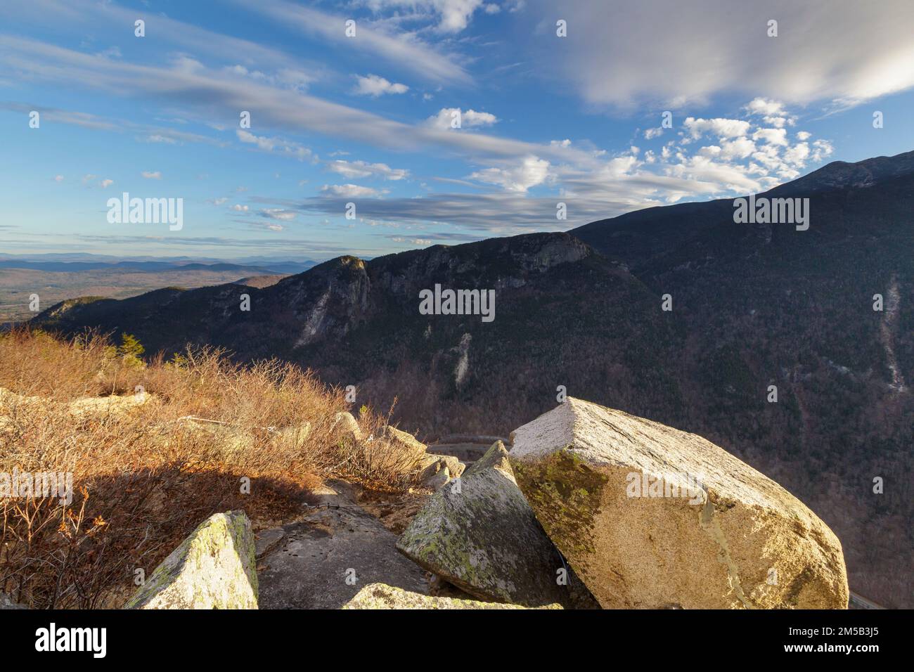 View of Eagle Cliff from the top of the Old Man of the Mountain profile ...