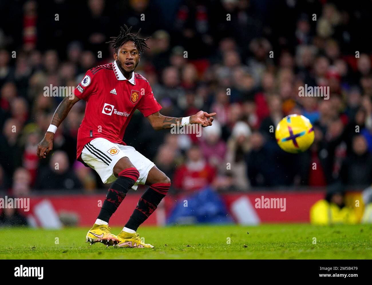 Manchester United's Fred scores their side's third goal of the game ...