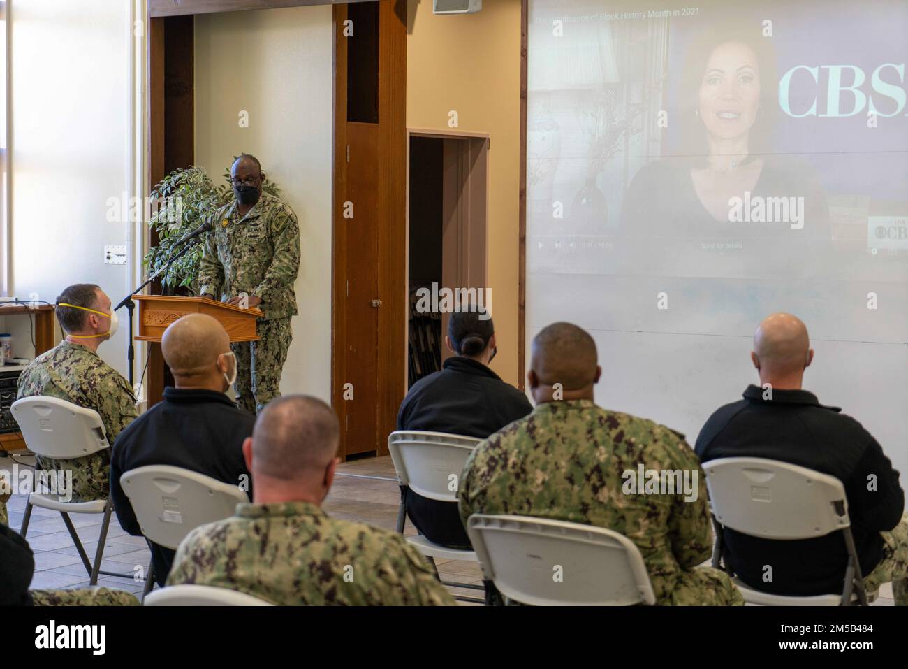 YOKOSUKA, Japan (Feb. 18, 2022) Chief Master-at-Arms Lucian King, guest ...