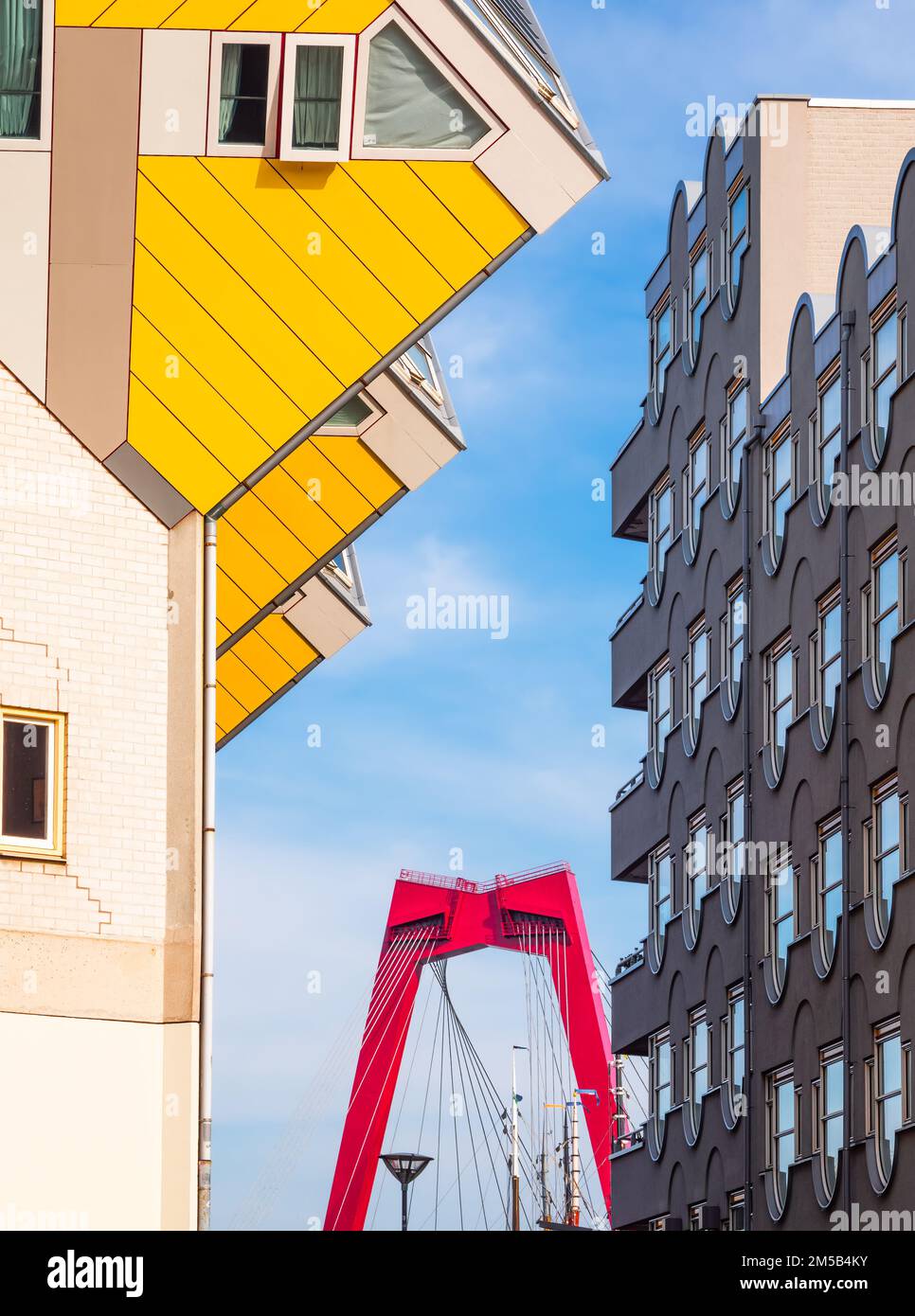 Rotterdam, Netherlands - April 28, 2022: The yellow Cube houses and the ...
