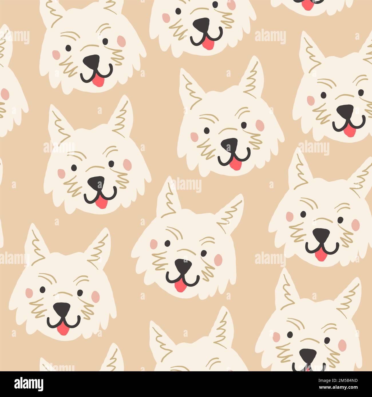 Beautiful seamless pattern with cartoon cute dogs. Breed - west ...