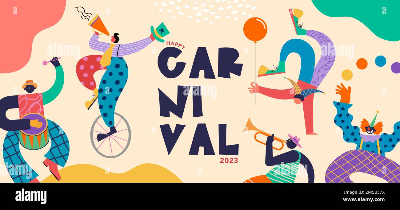 Happy Carnival, Festival and Circus event design with funny artists ...