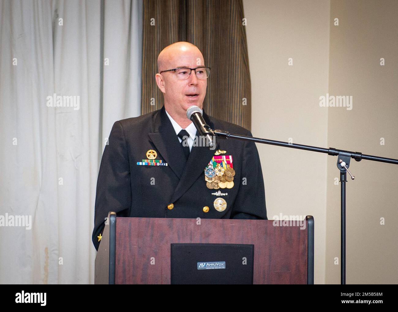 Vice Adm. William Houston, commander, Submarine Forces, provides ...