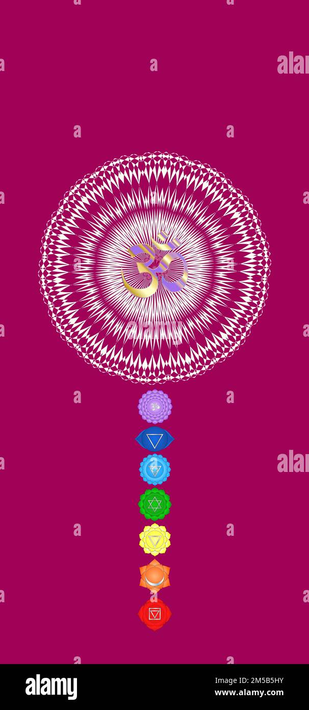 Chakra symbols and sacred geometry symbols isolated on color background ...