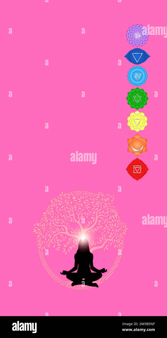 Chakra symbols and sacred geometry symbols isolated on color background ...