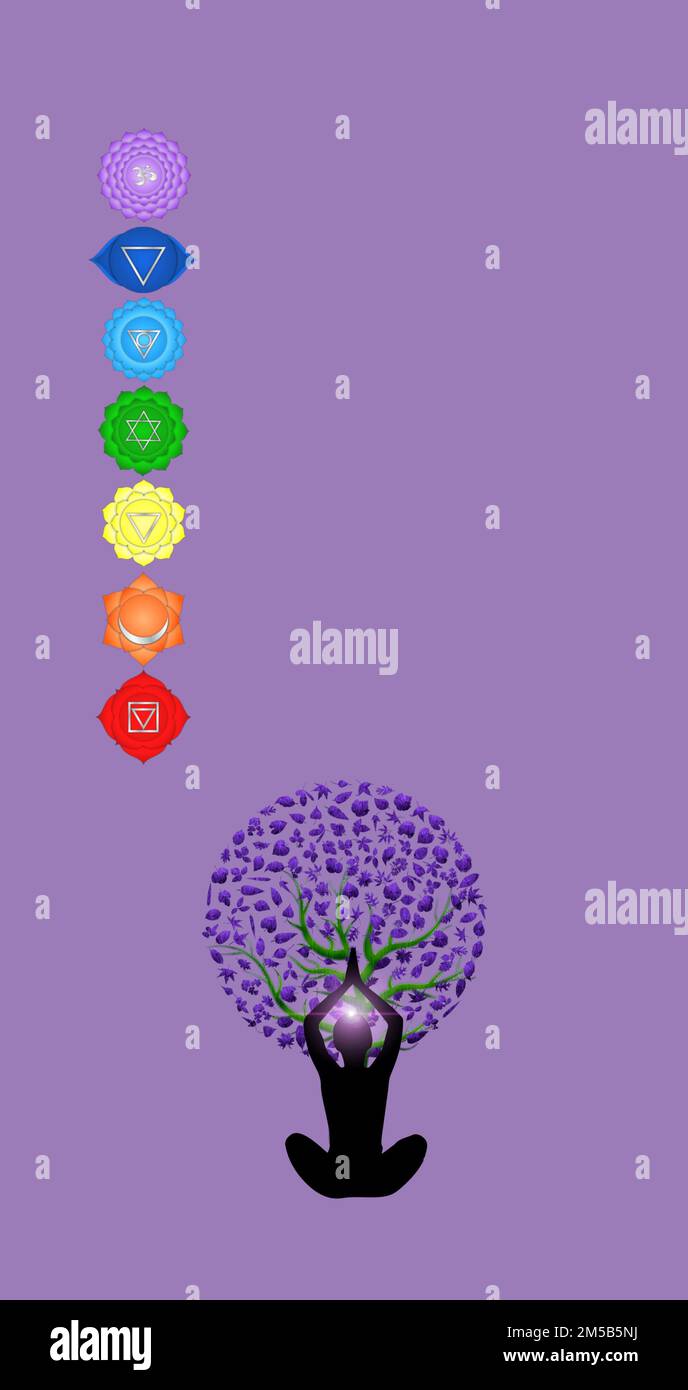 Chakra symbols and sacred geometry symbols isolated on color background ...