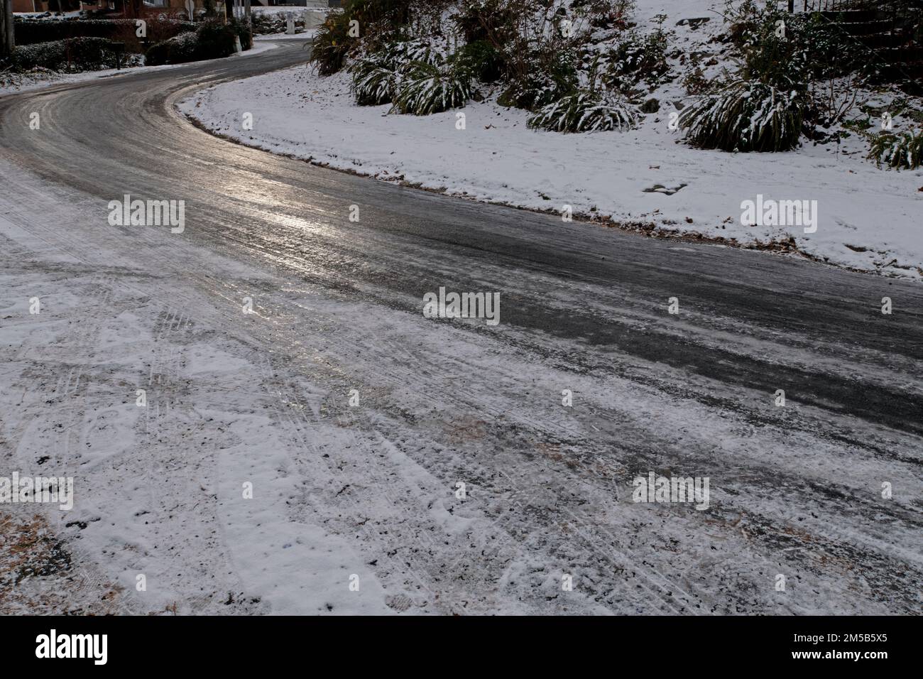 Ice blanketing street Stock Photo - Alamy