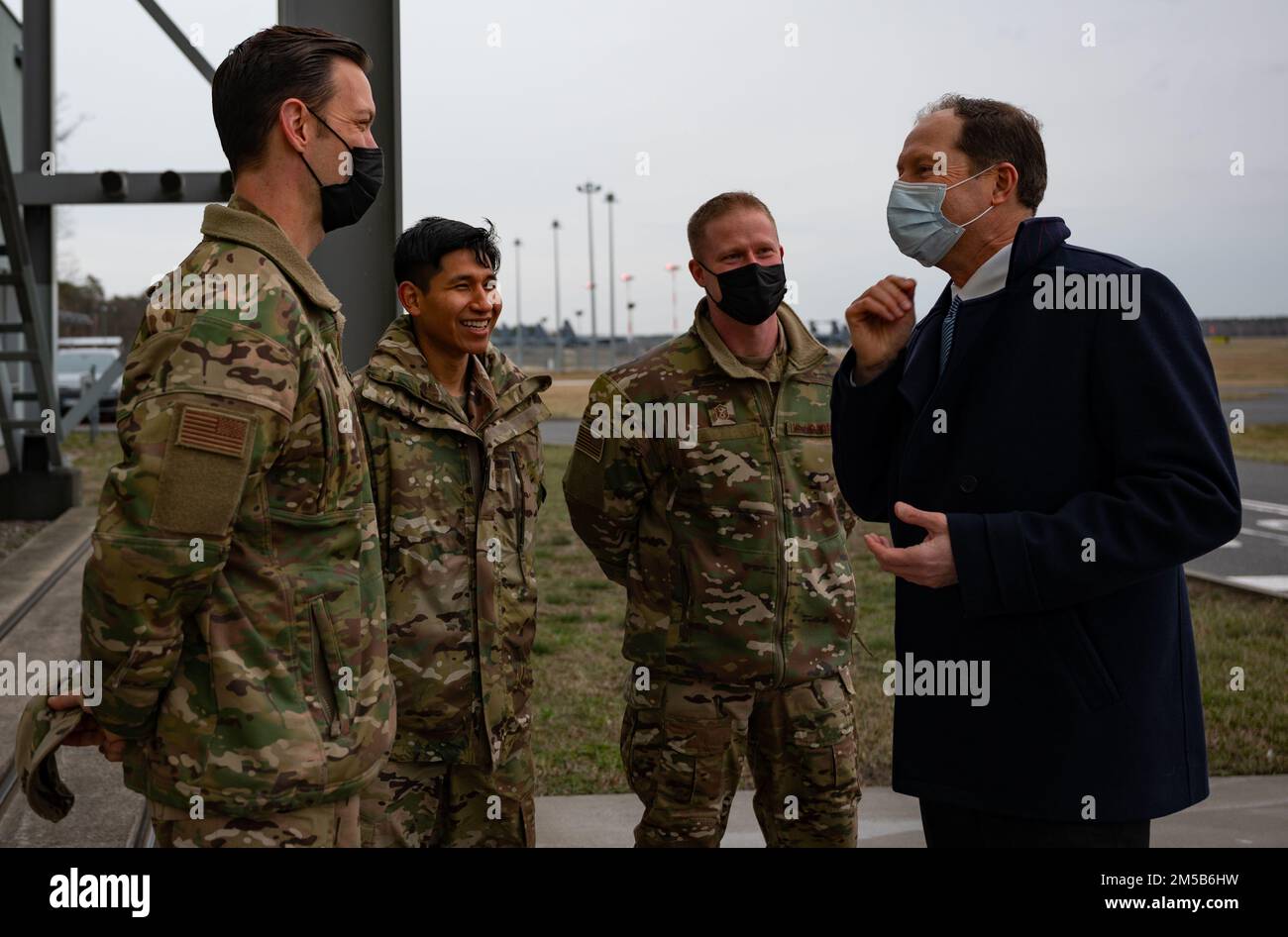 U.S. Ambassador to Poland Mark Brzezinski speaks with U.S. Airmen ...
