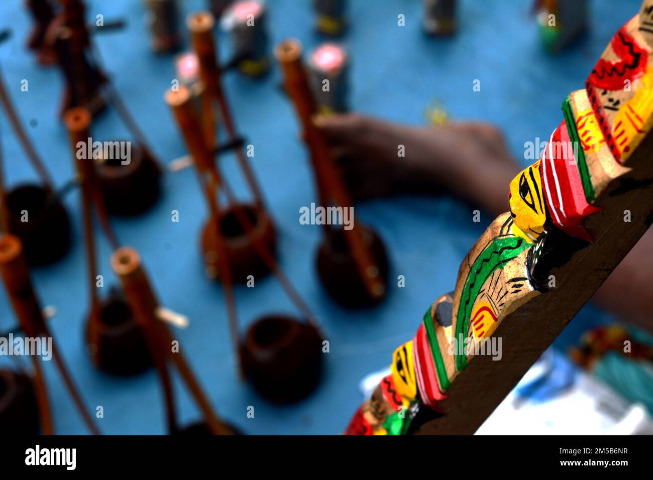A top view of Indian traditional handmade monochord or ektara in the ...