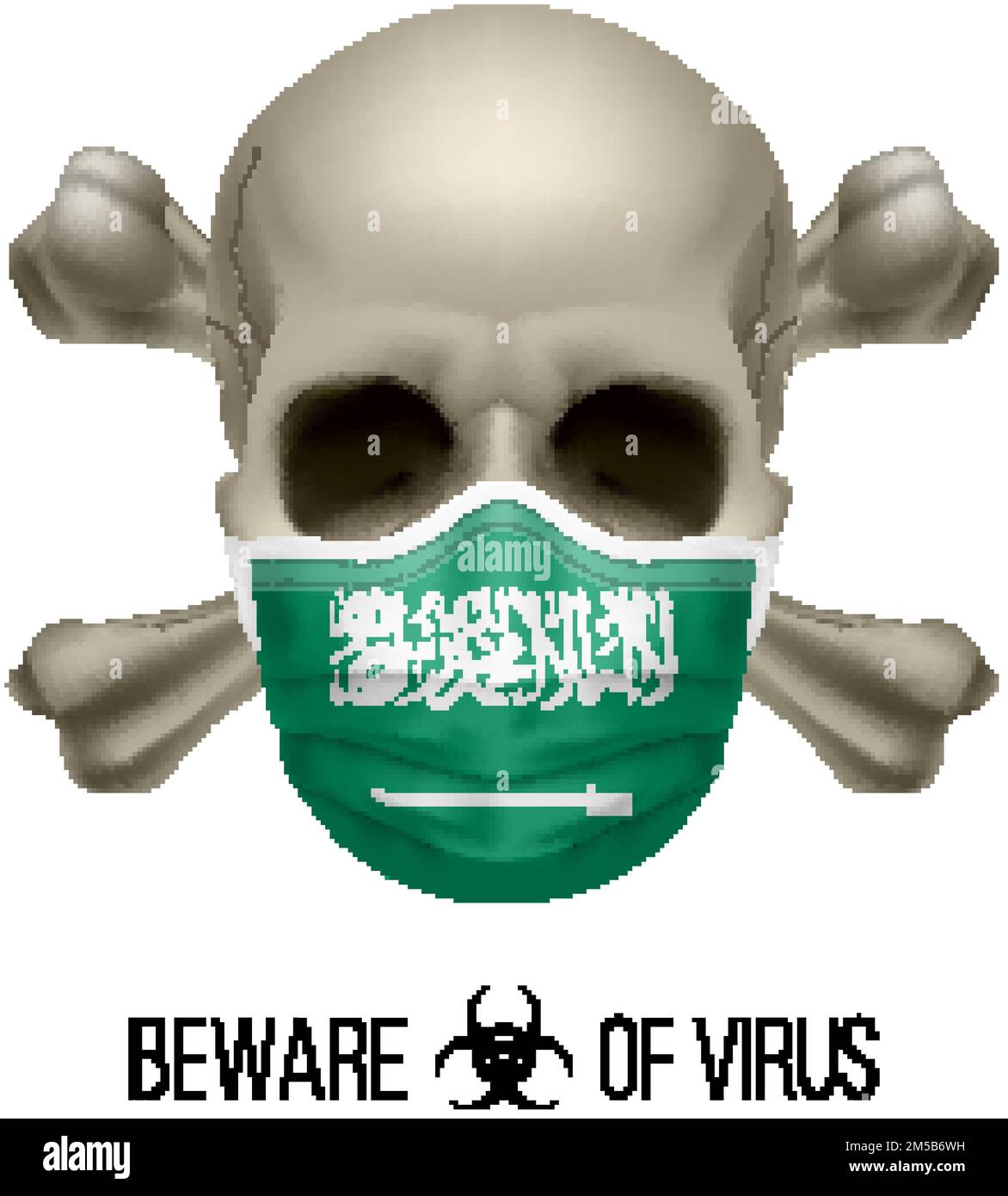 Human Skull with Crossbones and Surgical Mask in the Color of National ...