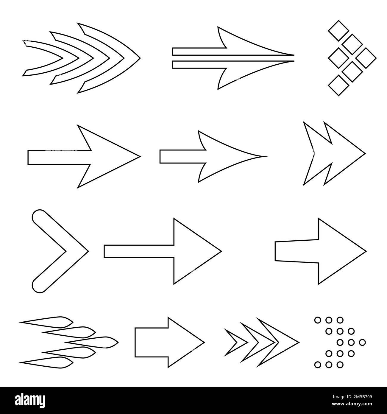 Icon Set of Flat Arrows. Isolated Arrow Icon Set Collection for Back and Next User Interface ...