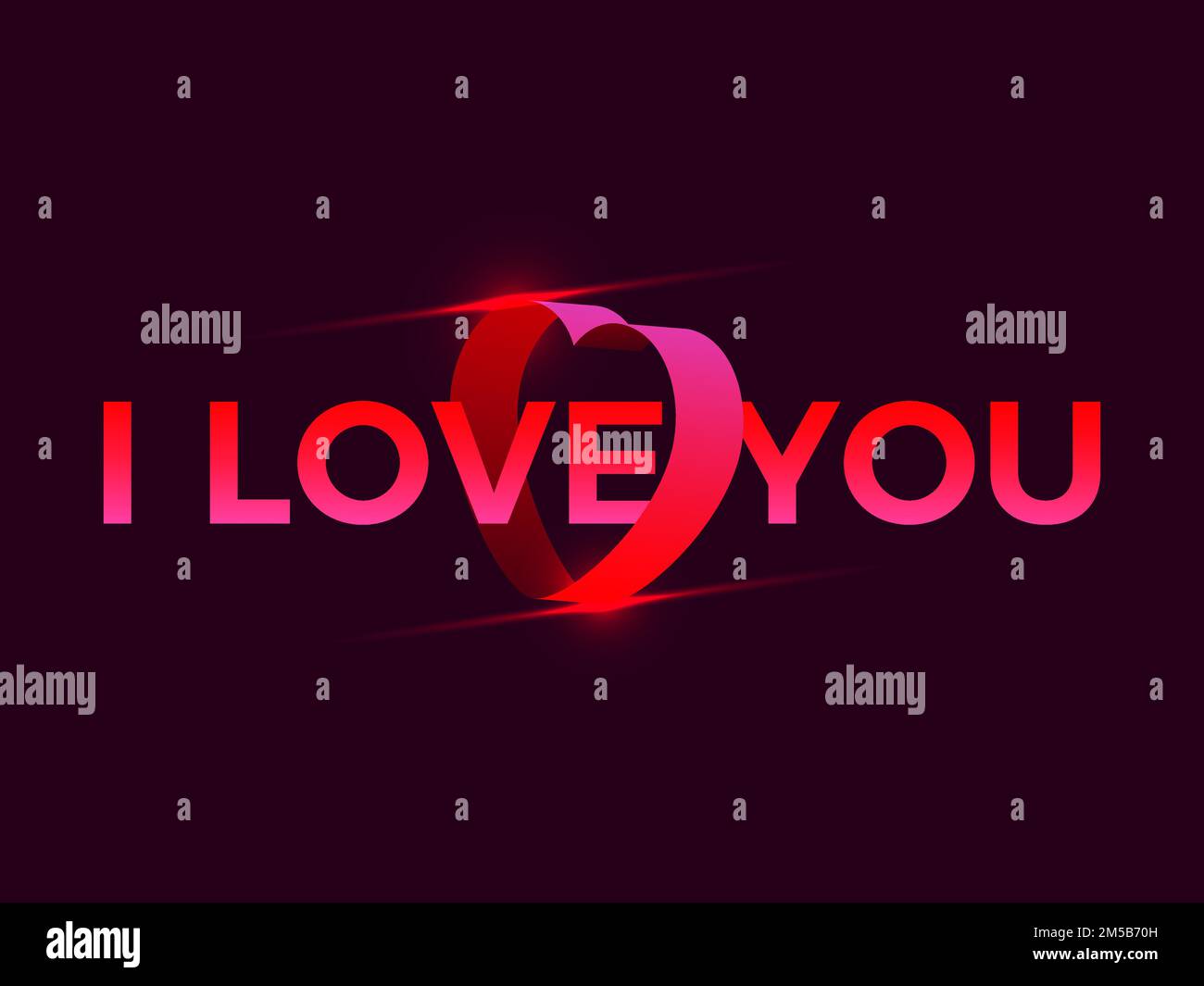 I love you. Text in the heart with glitter. Ribbon heart around text ...