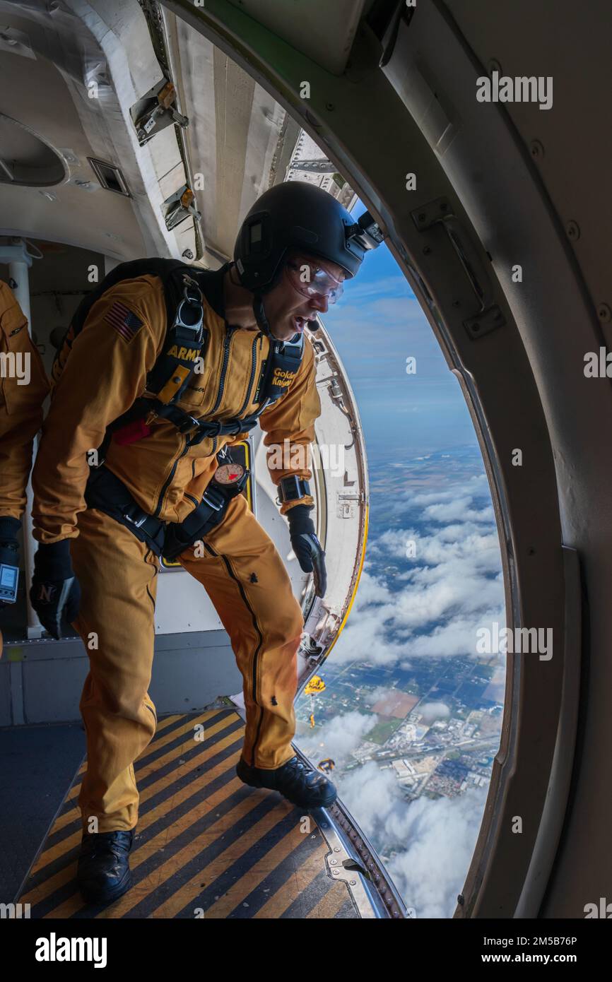 Staff Sgt. Matthew Garner of the U.S. Army Parachute Team prepares to ...