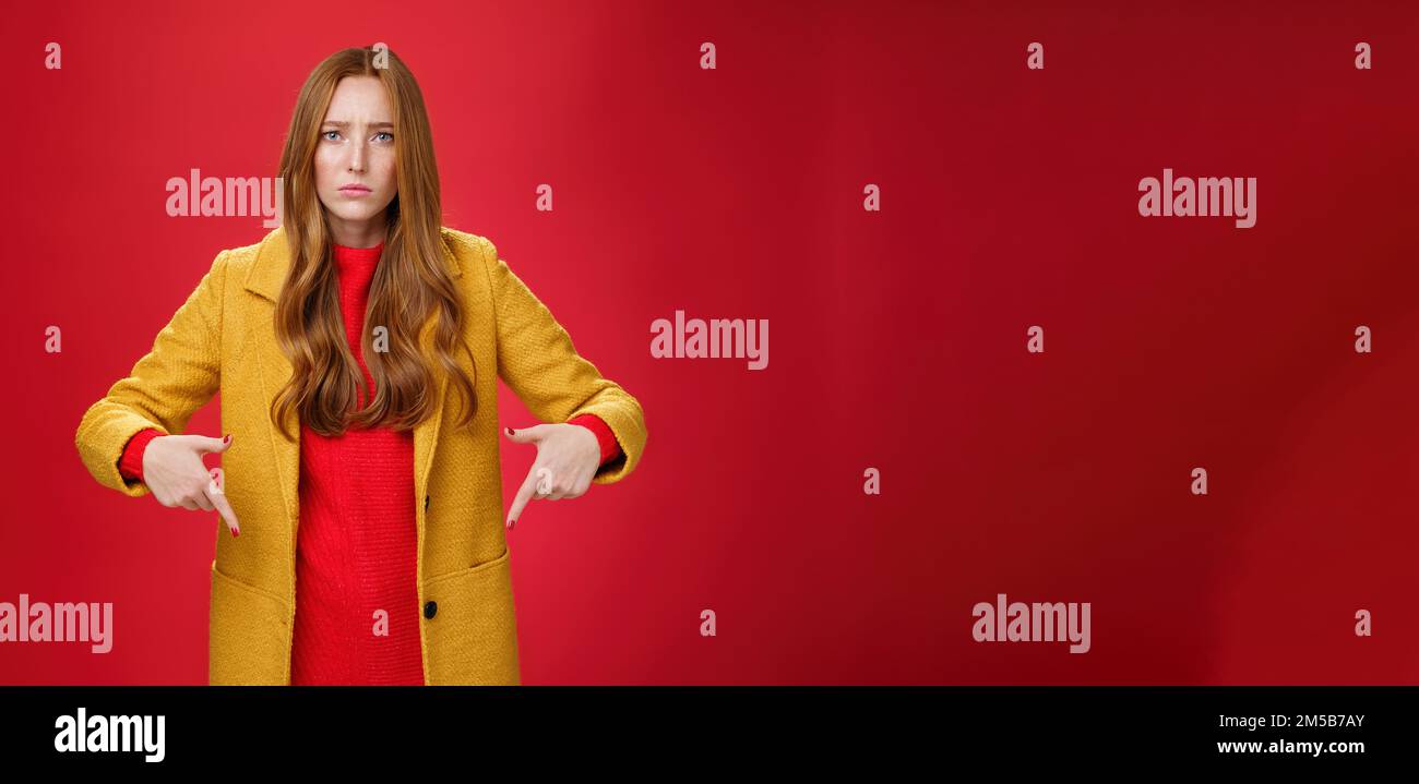 Portrait of sad and displeased moody girlfriend asking opinion with ...