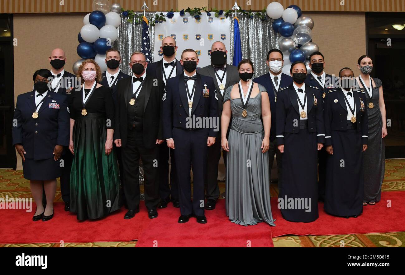Winners of the 81st Training Wing's 2021 Annual Awards Ceremony pose ...