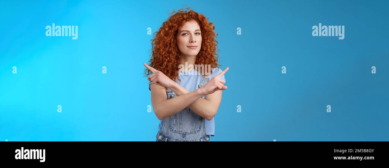 Curious creative redhead attractive modern young curly-haired female ...