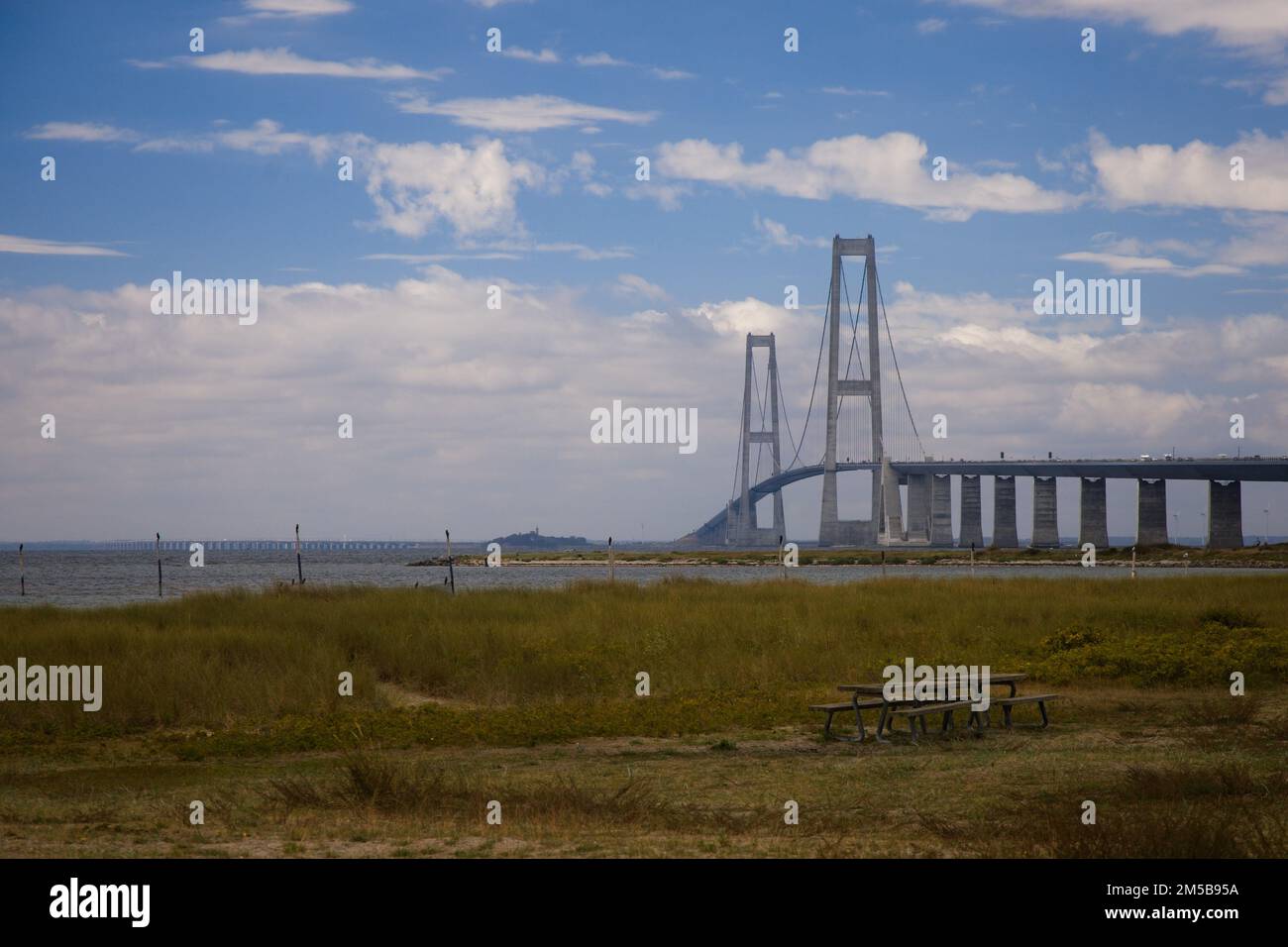 A view to Storebaeltsbroen bridge in Denmark Stock Photo - Alamy