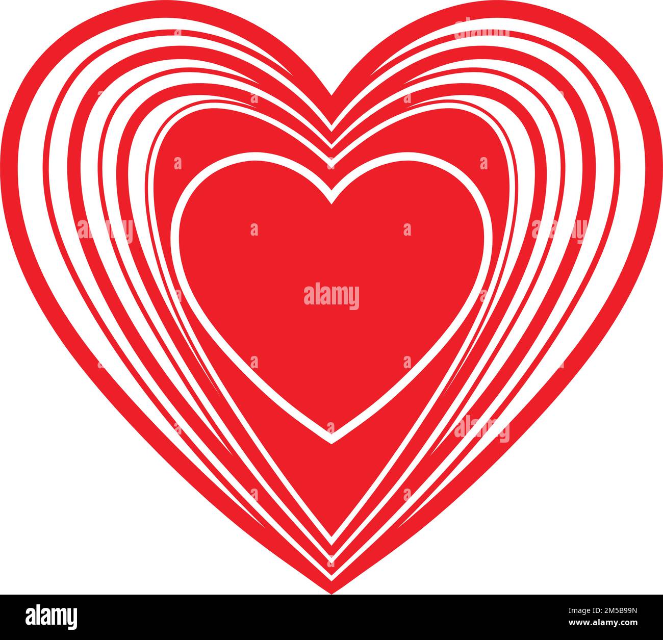 Concentric Red Heart Vector. Illustration Isolated On White Background ...