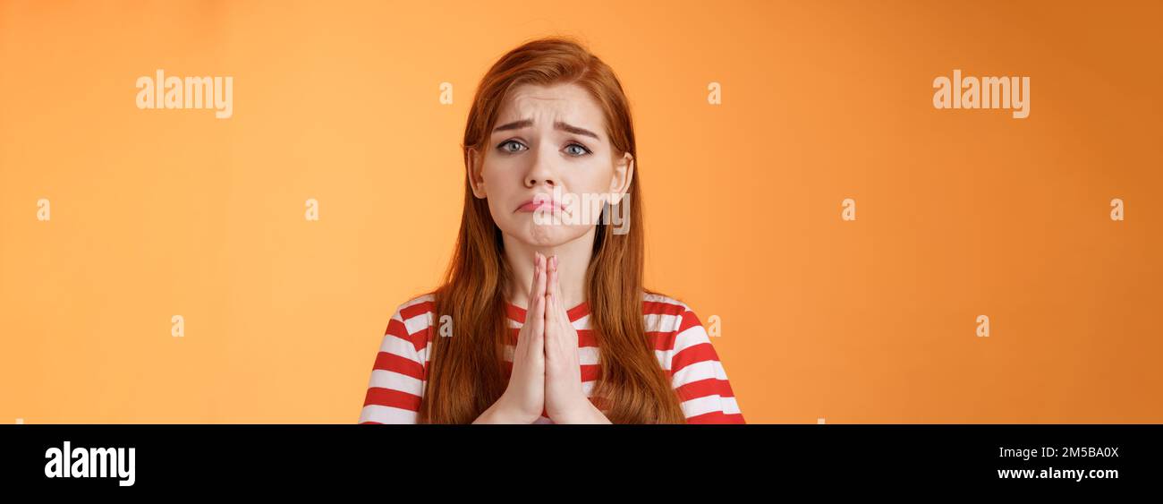 Pity Uneasy Redhead Girl Pull Sad Face Quivering Lip Upset Begging 4698