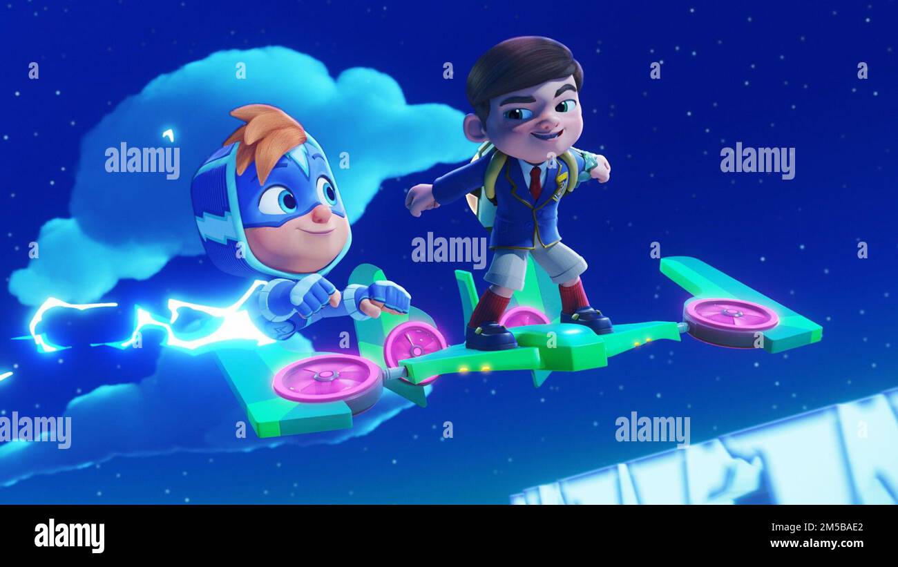 THE ACTION PACT SAVES CHRISTMAS, from left: Watts (voice: Oscar Daniel Reyez), Teddy von Taker ...