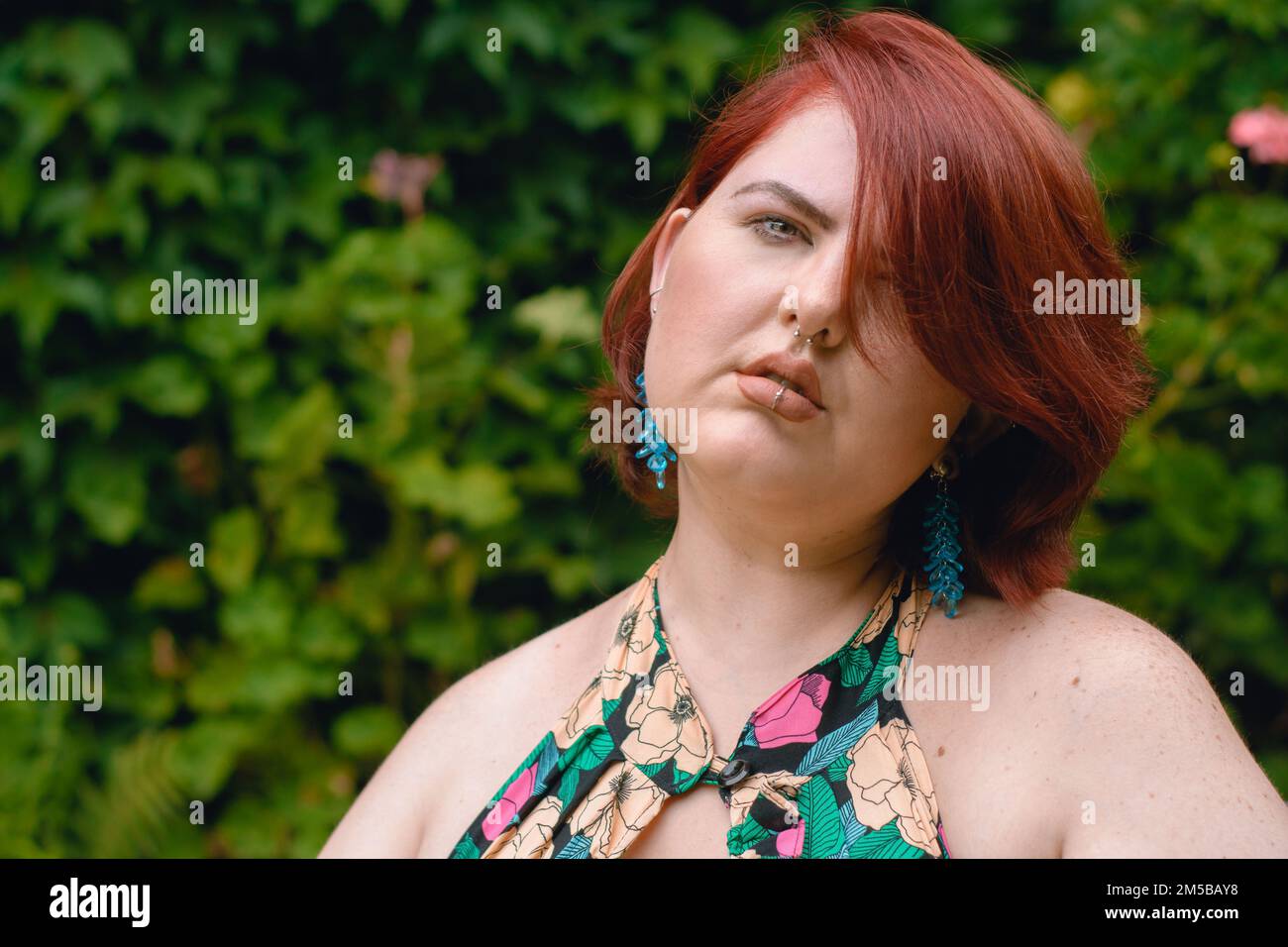 portrait of beautiful young latina caucasian plus size model woman ...