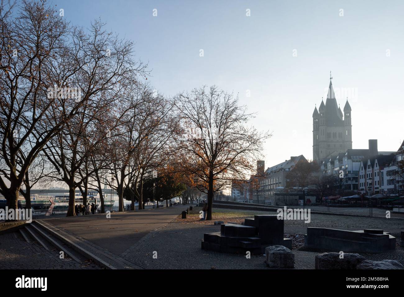 Cologne, Germany - DECEMBER 2022: Outdoor sunny scenery on Rheingarten ...