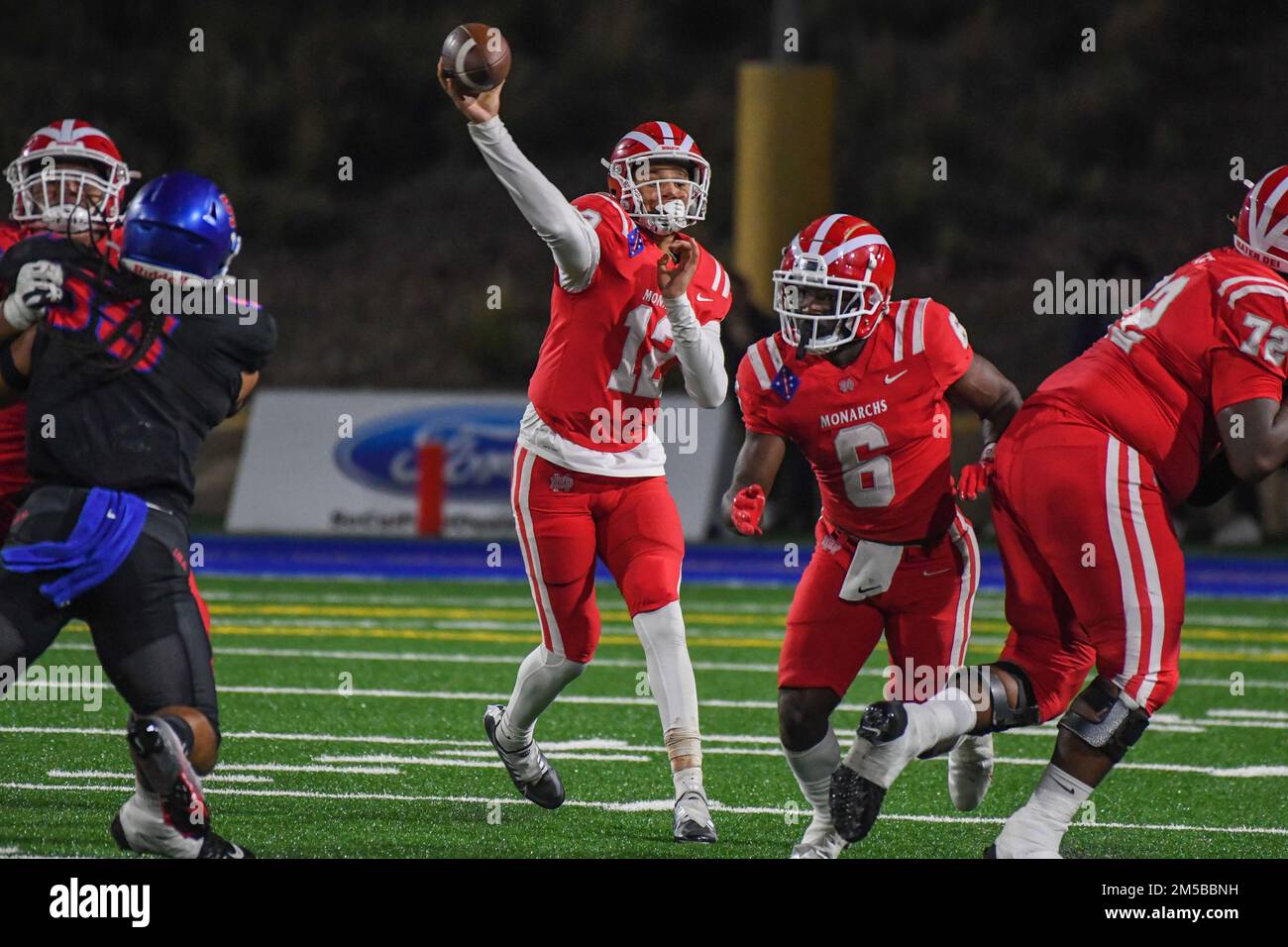 Mater Dei Monarchs quarterback Elijah Brown (12) during a high school ...