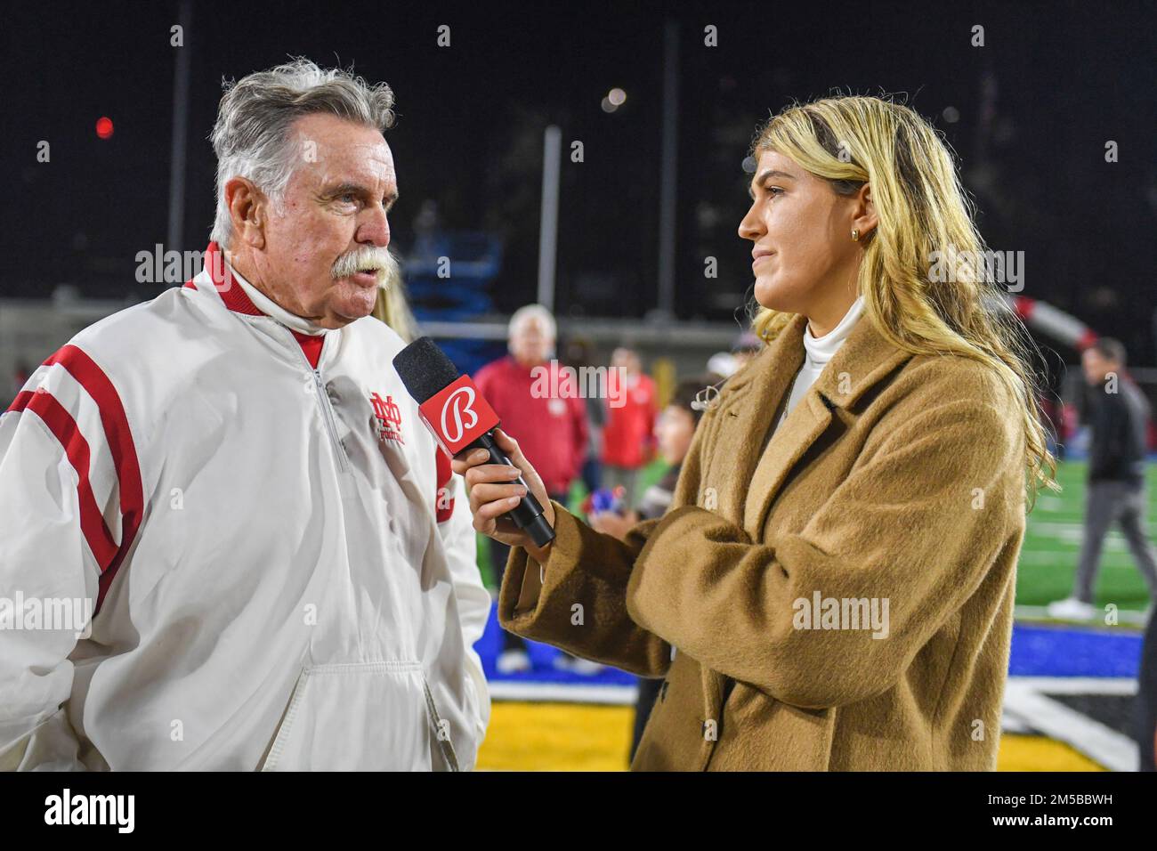 Mater Dei Monarchs head coach Bruce Rollinson is interview by Bally ...