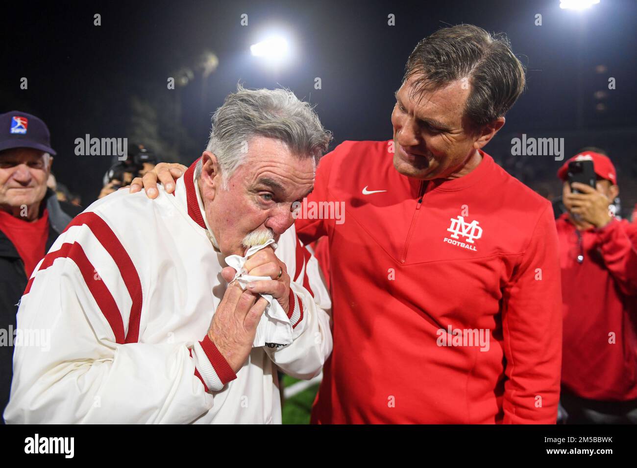 Mater Dei Monarchs football Chief of Staff Josh Higgins (right ...