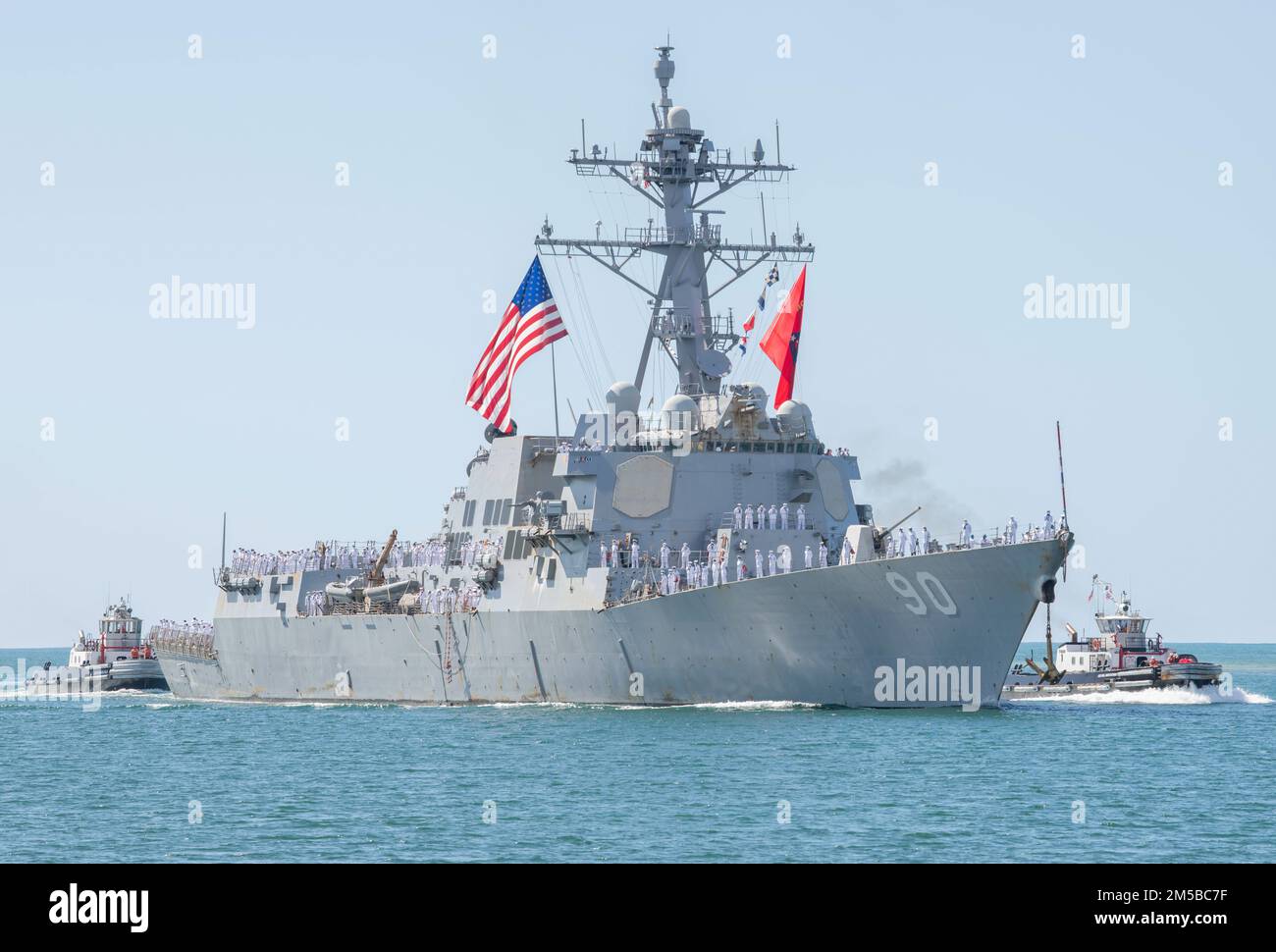 The Arleigh-Burke class guided-missile destroyer USS Chafee (DDG 90), a ...