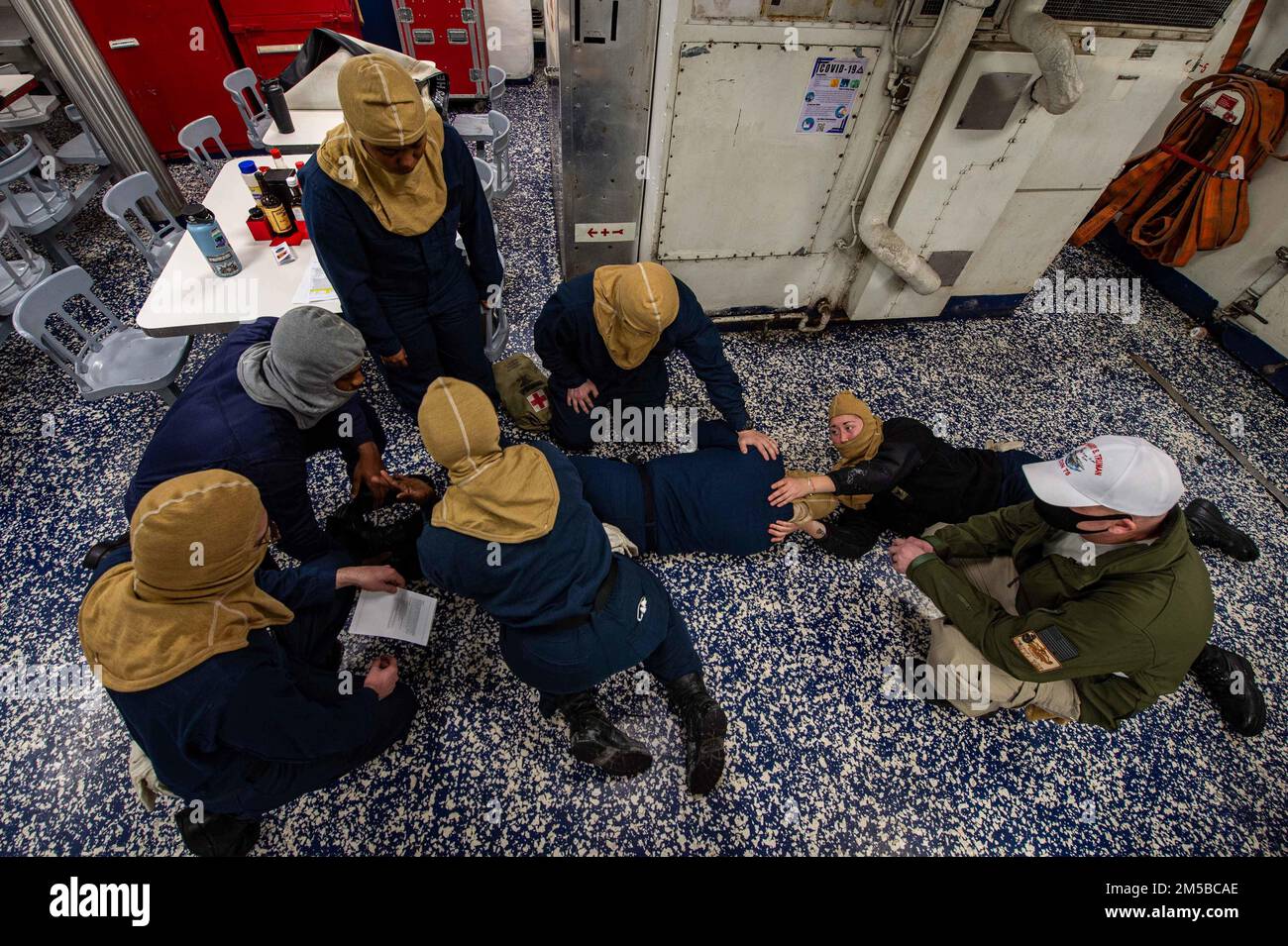 220219-N-YP095-3009 IONIAN SEA (Feb. 19, 2022) Sailors conduct triage ...