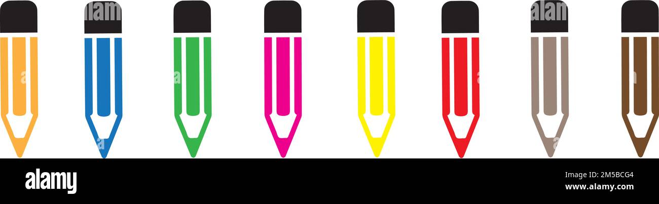 An illustration of a colorful crayon icon set isolated on a white ...