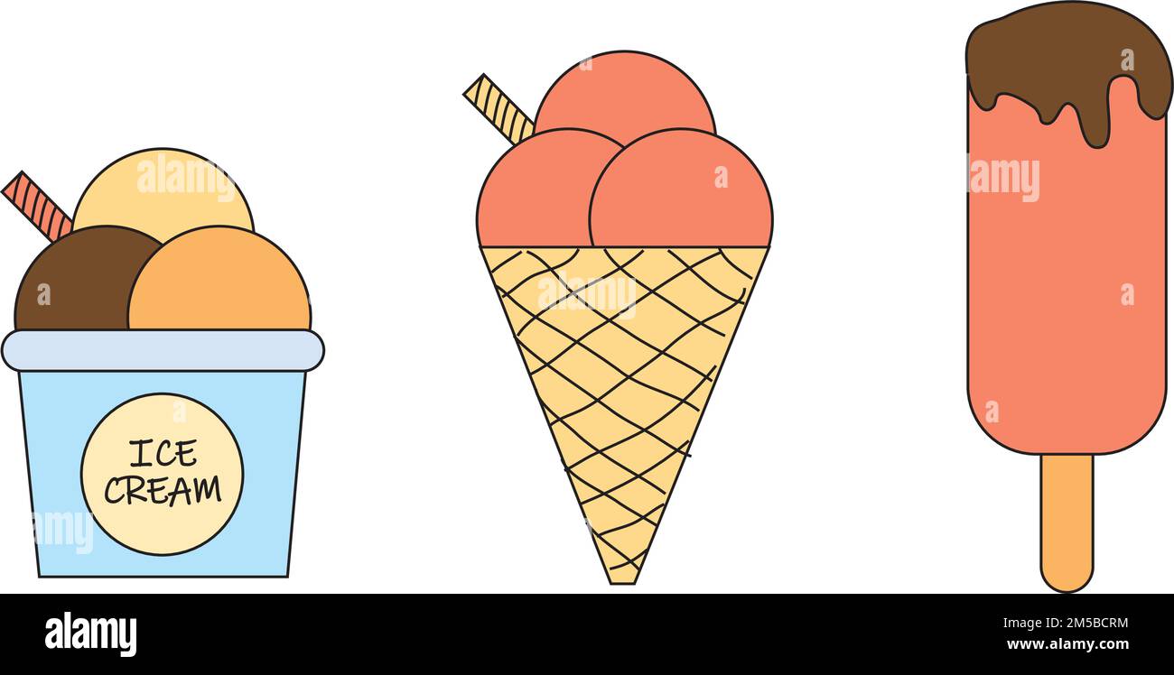 An illustration of a set of tasty ice creams isolated on a white ... An illustration of a set of tasty ice creams isolated on a white ...