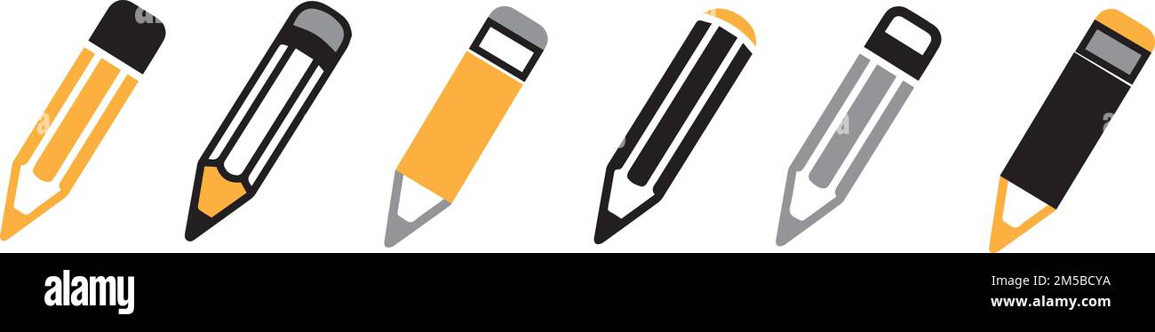 An illustration of a pencil icon set isolated on a white background ...