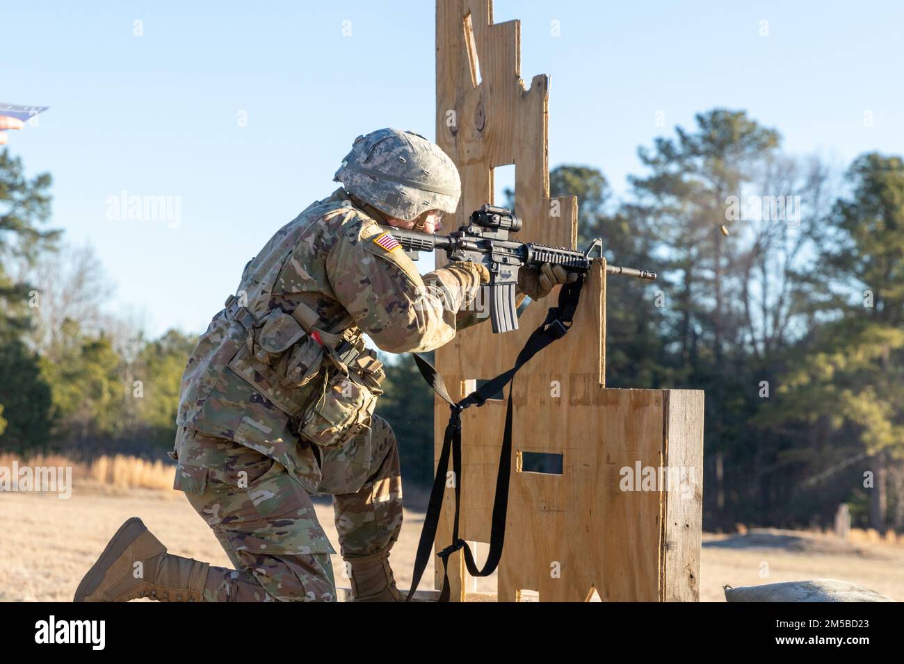 Cadet Eli Marshall, Loyola University Maryland, shoots downrange at the ...